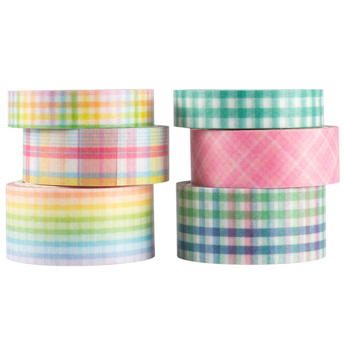6 Rolls Plaid Washi Tape Set Basic Grid Masking Decorative Tapes for ...