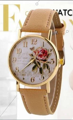 Rose Dial Quartz Leather Wrist Watch | eBay