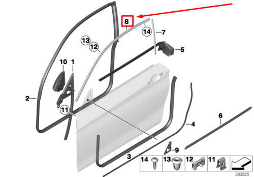 NEW BMW 2 F22,F87 FRONT RIGHT DOOR SIDE FRAME STRIP 7284416 51767284416 ...