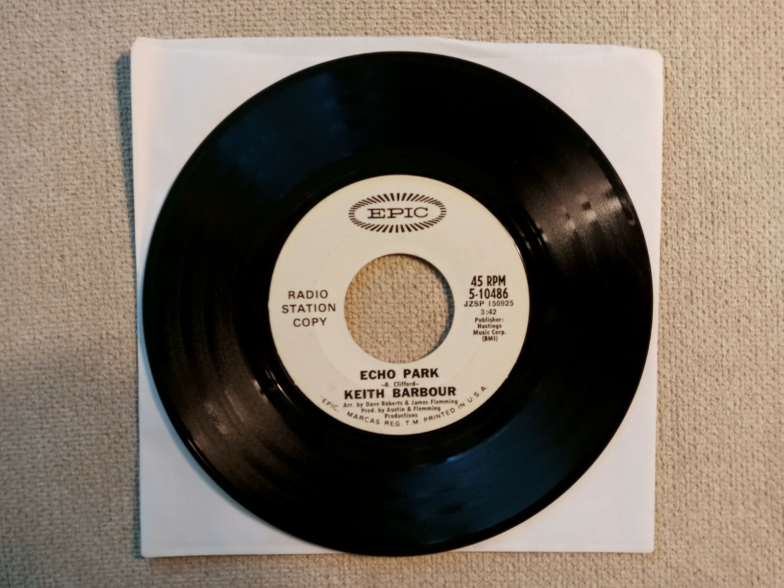 KEITH BARBOUR Echo Park EPIC 5-10486 PROMO 45rpm | eBay