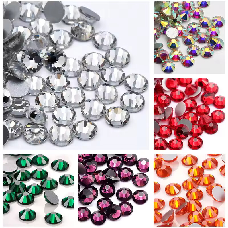 1440p Glass Crystal Flatback NO-Hotfix Rhinestones SS4- SS30 34 colors ...