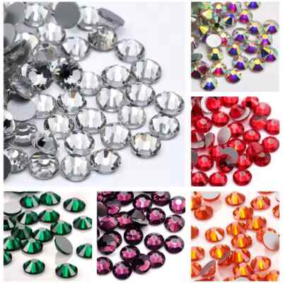 1440p Glass Crystal Flatback NO-Hotfix Rhinestones SS4- SS30 34 colors ...