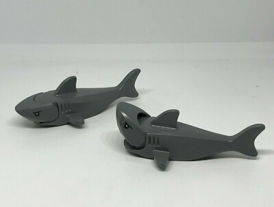 LEGO : 2x Requin - Réf 14518c01pb01 gris bleuté foncé - Set 60095 60167 ...