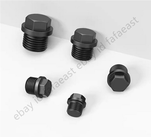 Black Carbon Steel Hexagonal Flange Face Plug with Edge Oil Plug M8-M48 ...