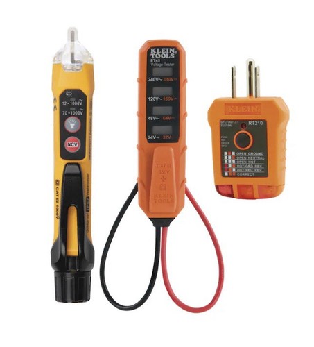 Klein Tools ET45KIT3 3 Piece AC/DC Voltage Outlet Tester Electrical ...