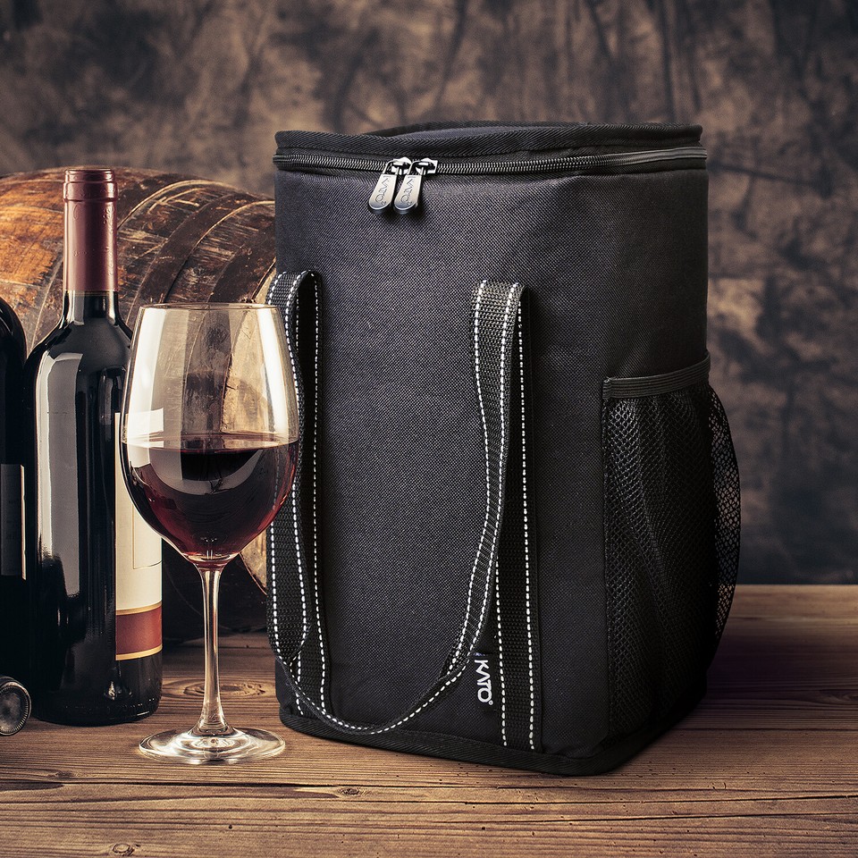 Wine Carrier Tote Bag Insulated 4 Bottle Cooler Carrying Case for ...