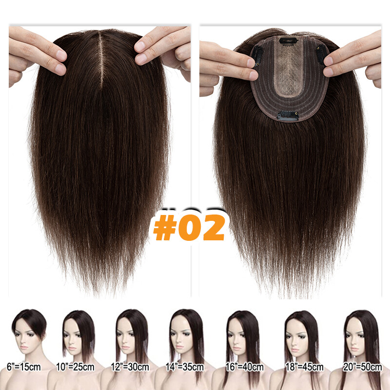 Clip In 100% Real Human Hair Topper Top Hairpiece Toupee Wig With Bangs ...