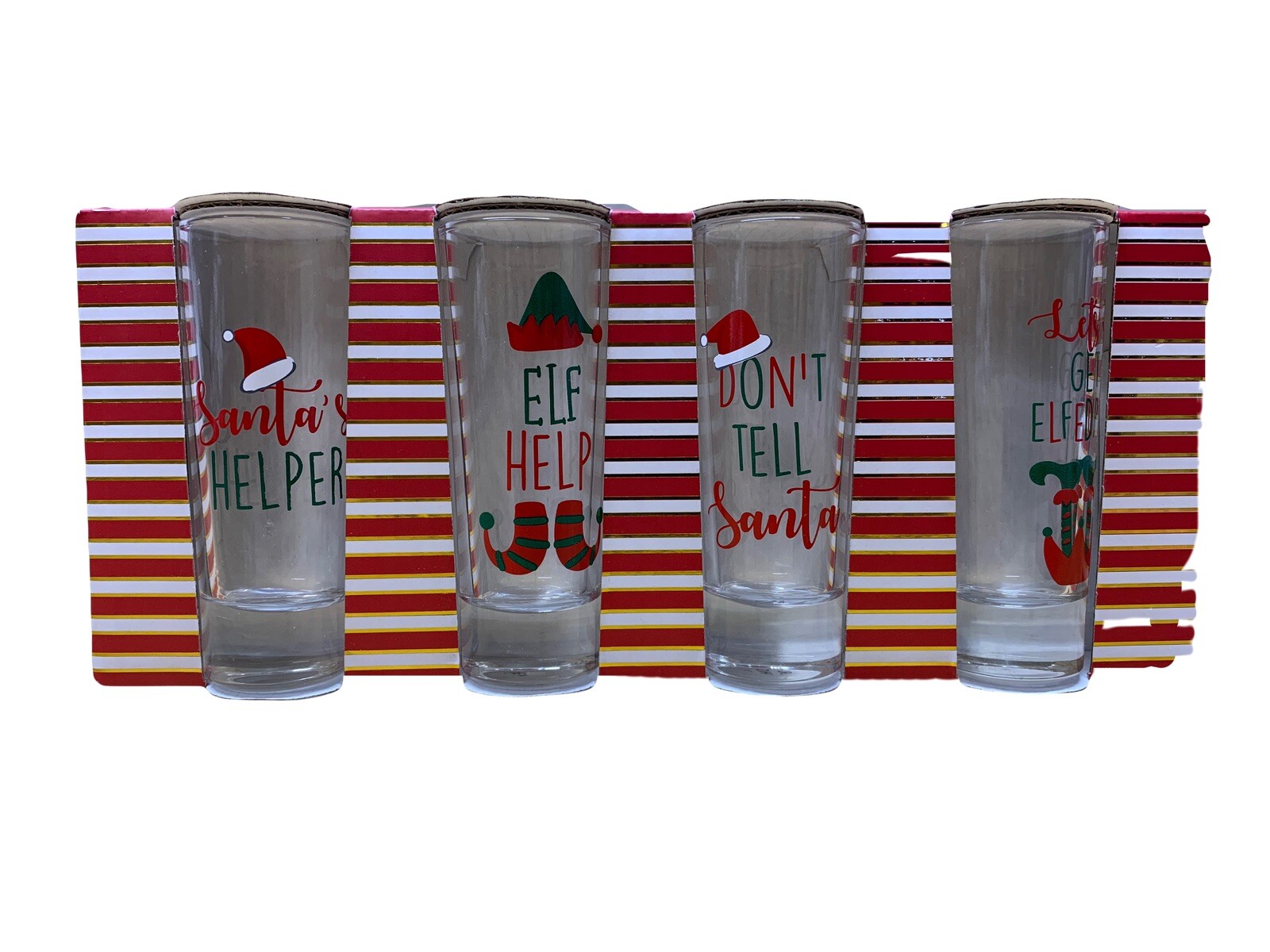 Holiday Christmas Elves Shooters Tall Shot Glasses Set of 4 (New ...