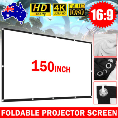 150" Foldable Projector Screen 16:9 Portable Outdoor Home 3D 4K HD ...