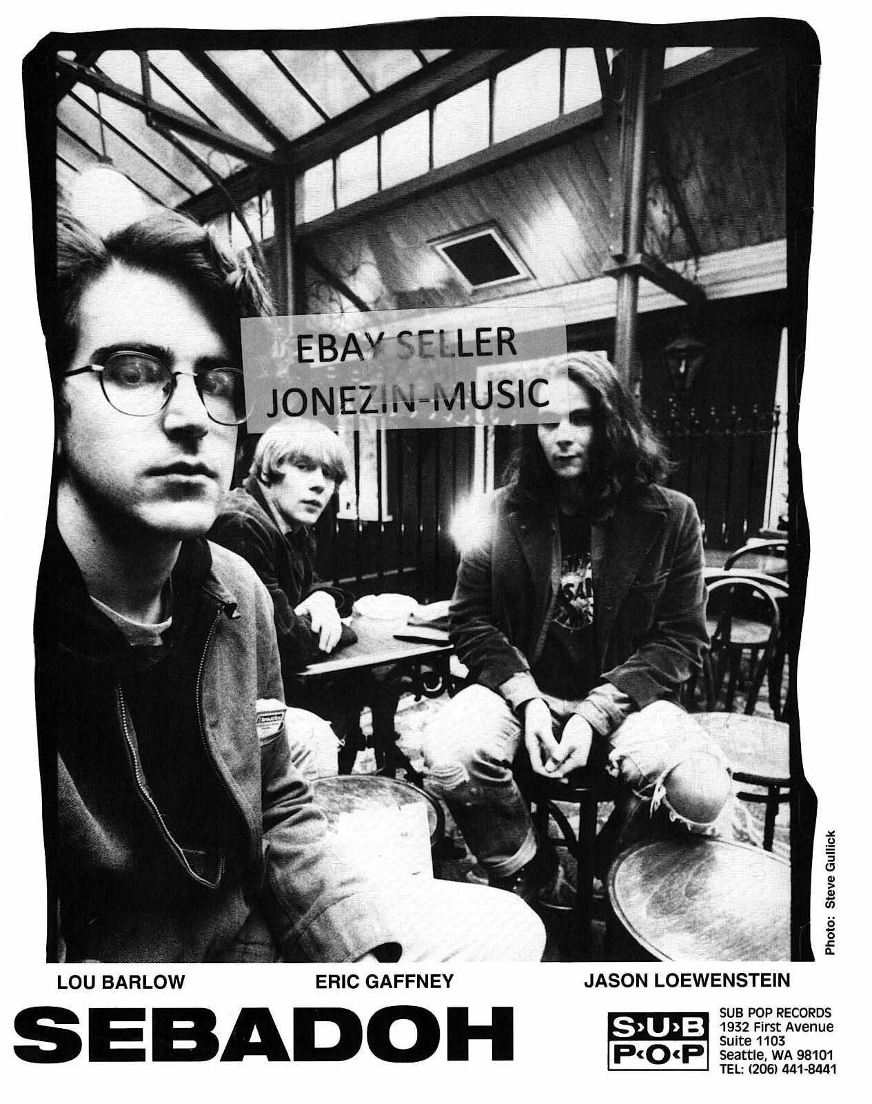 Sebadoh official 8x10 inch b&w band promo/publicity/press photo Sub Pop ...