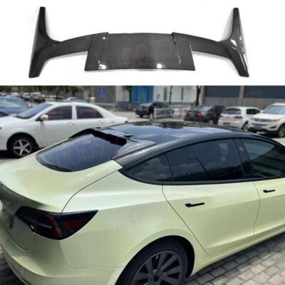 For 2020-2024 Tesla Model Y Carbon Fiber Look Rear Roof Spoiler Top ...
