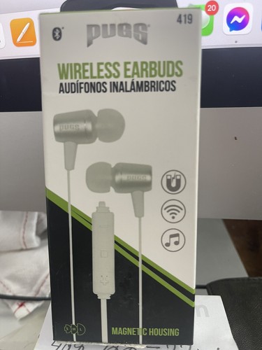 PUGS EARBUDS BLUETOOTH WIRELESS CON MAGNETIC EAR PI HANDS FREE MIC 419 ...