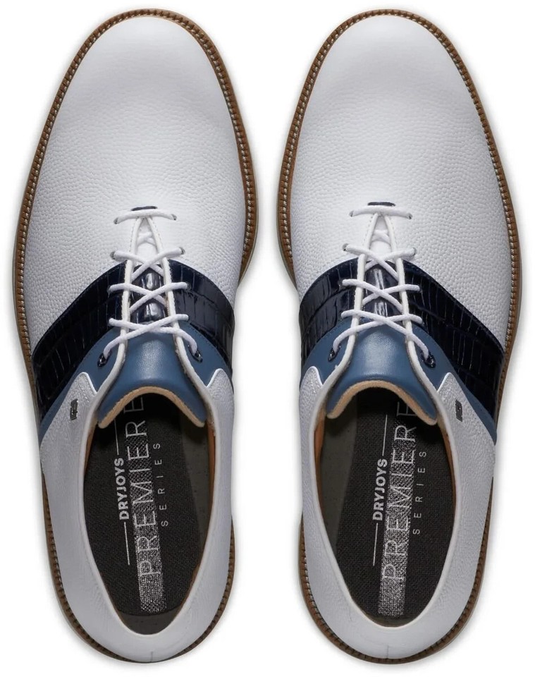 FootJoy Dryjoys Premiere Series Packard Golf Shoes - White/Navy 54269 ...