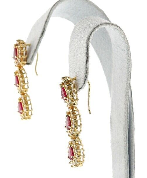 1.48ct Natural Round Diamond Ruby 14k Solid Yellow Gold Wedding Hook Earrings | eBay