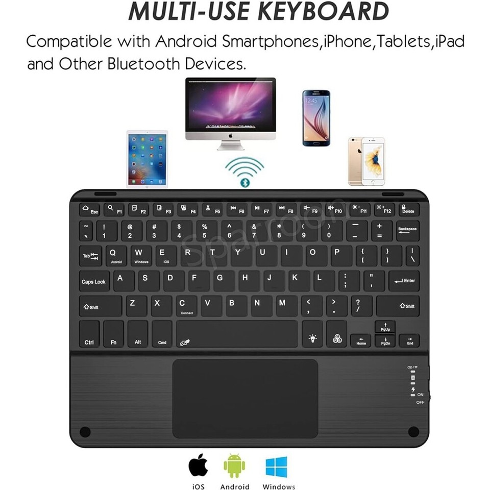 Backlit Touchpad Keyboard Case Cover Mouse For 10" 10.1" Inch Android ...