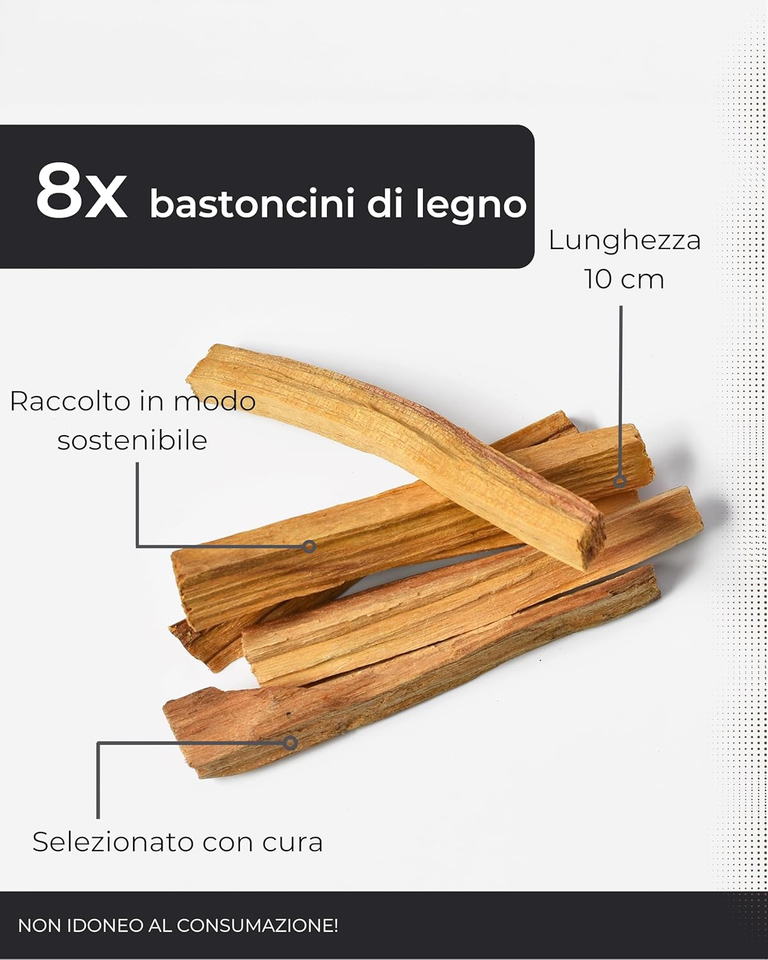 Palo Santo Incenso Legnetti– 8 Palo Santo Naturale (10 Cm ...