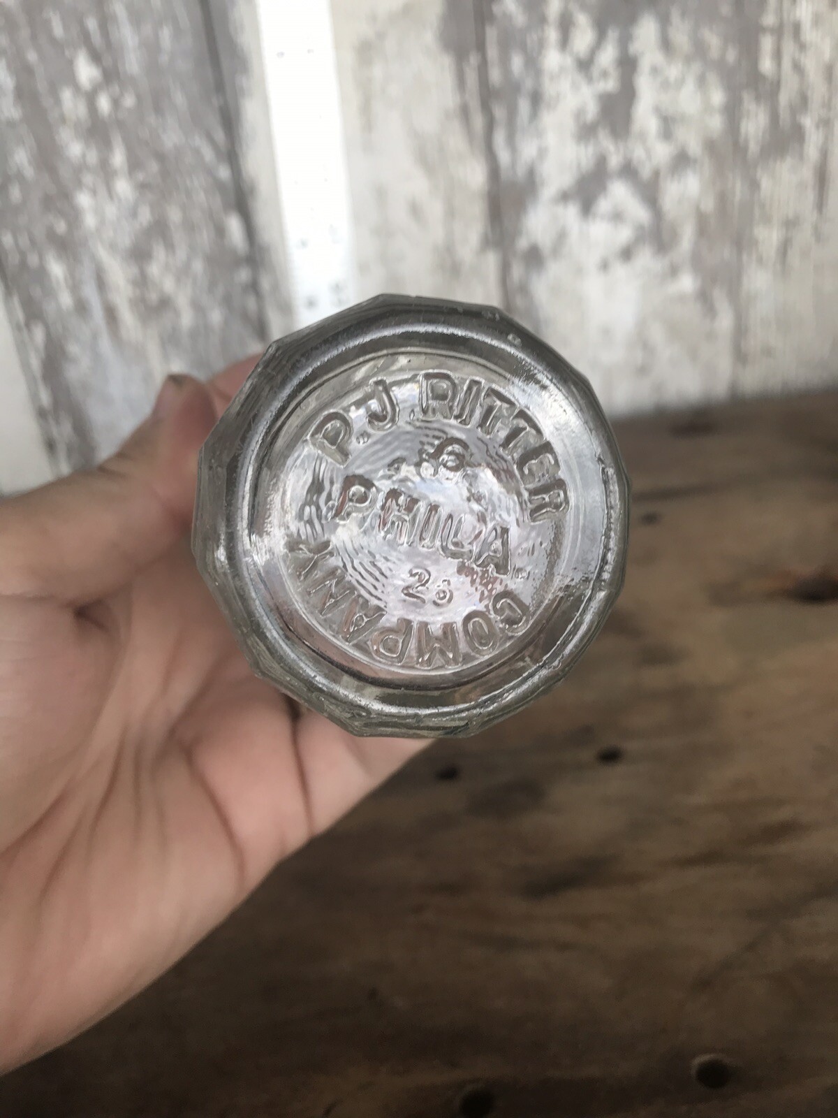 Antique PJ Ritter Company Clear Glass Ketchup Condiments Bottle Edged ...