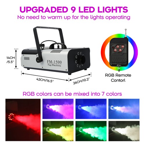 1500W Fog Smoke Machine RGB LED Stage DJ Fogger Smoke Effect Multi ...
