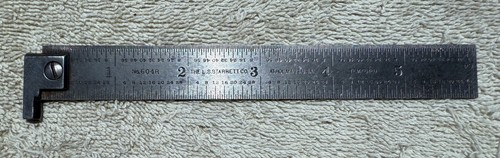 VINTAGE THE L.S. STARRETT 6 INCH MACHINIST RULER NO. 604R WITH STOP LEG ...