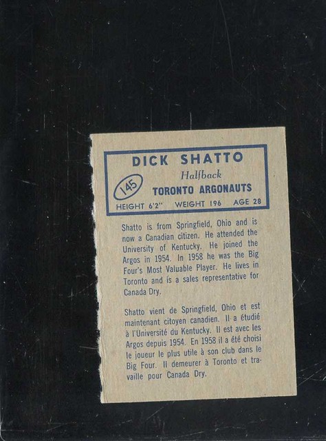 1962 Topps CFL - #145 Dick Shatto for sale online | eBay