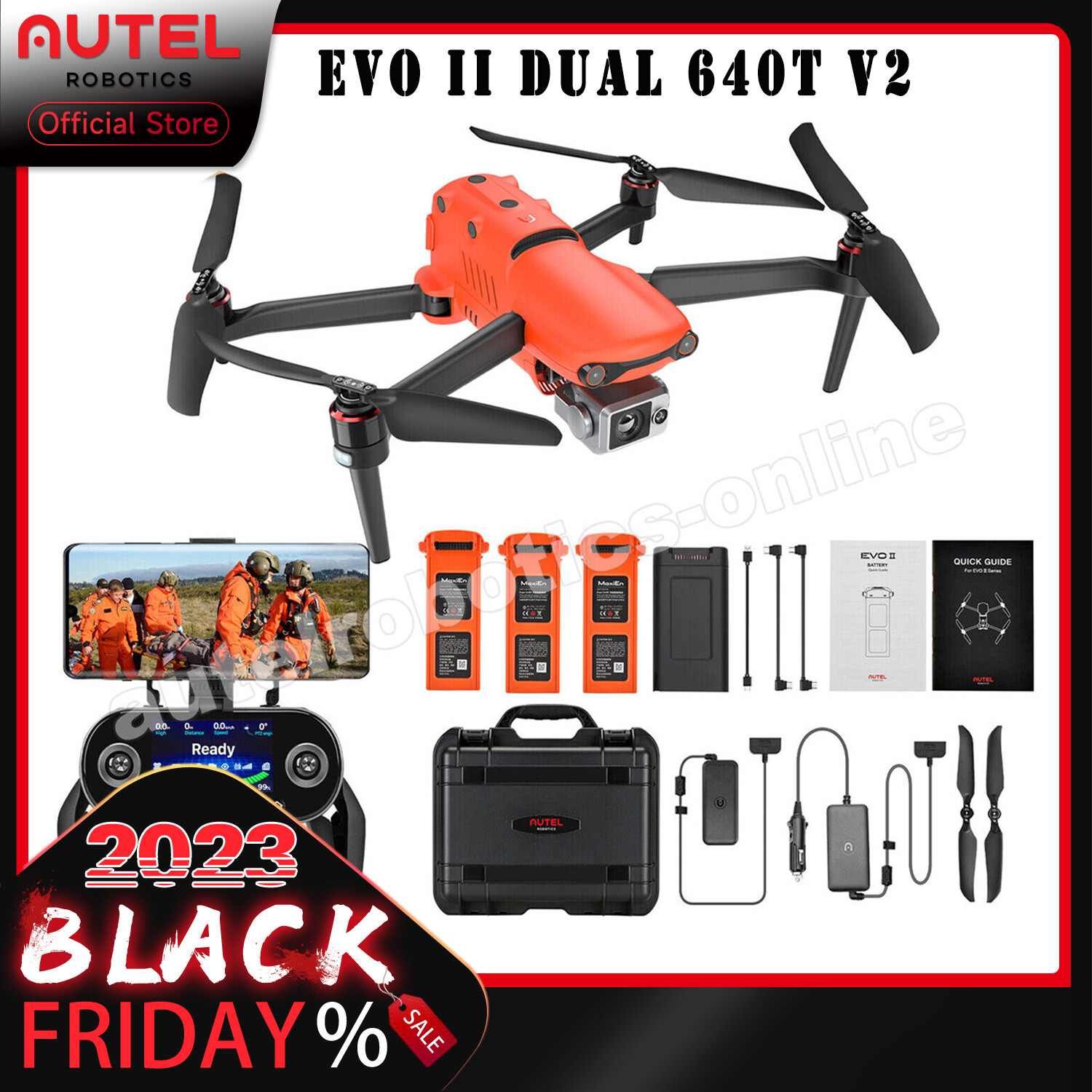 Autel Robotics EVO II Dual 640T V2 Thermal Drone Enterprise Bundle 8k ...