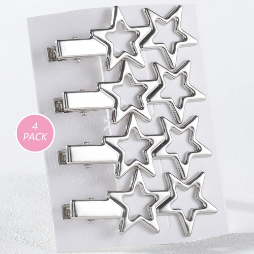 4/24Pcs Silver Y2K Hair Clips for Women Elegant Metal Duckbill Clip ...