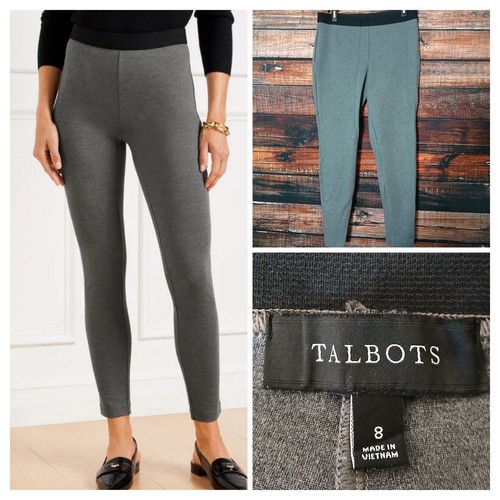 Talbots Pants Size 8 Soho Ponte Leggings Zipped Ankle Gray Heather Stretch $109 | eBay
