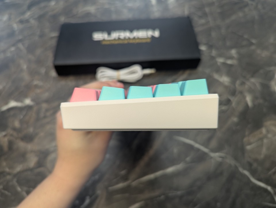 Surmen GT68 Wired Mechanical Gaming Keyboard, Pink White And Blue Theme ...