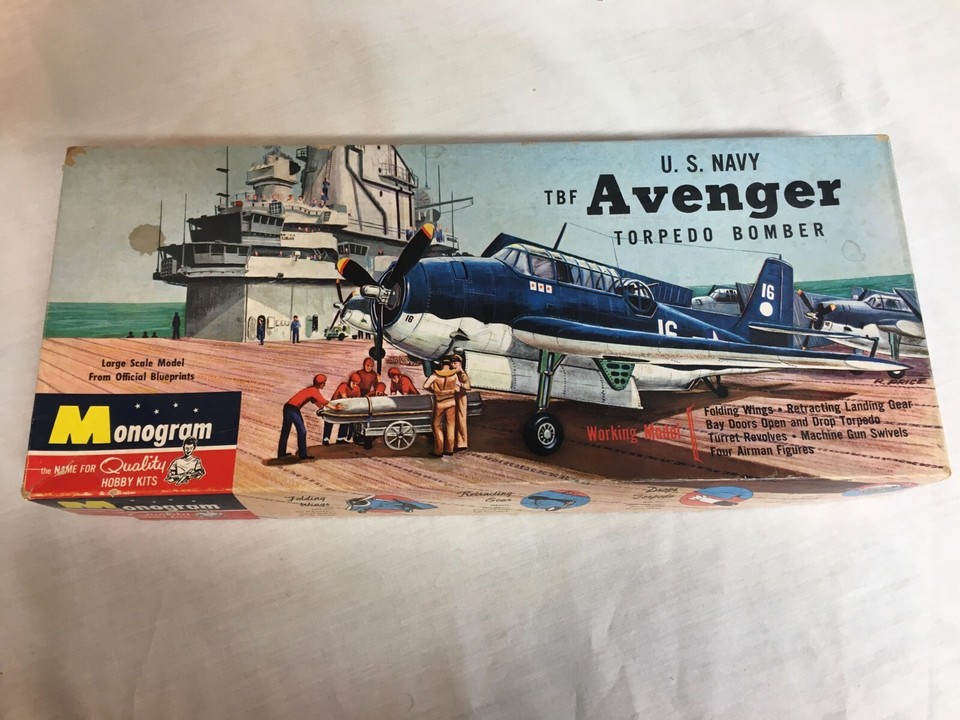 Vintage 1958 Monogram US Navy TBF Avenger Torpedo Bomber Model Kit | eBay