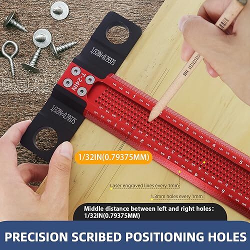 HFM Woodworking Scriber T-Square Ruler 24 Inch Architect Ruler for ...