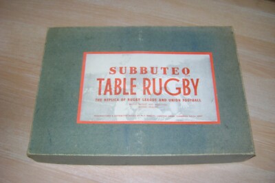 SUBBUTEO TABLE RUGBY- 1950s LARGE BOX SET - CONTENTS COMPLETE/PITCH ...