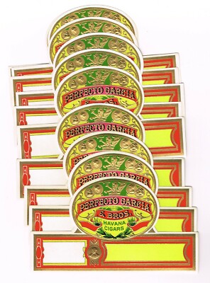 10 CIGAR BOX LABELS C1920S PERFECTO WHOLESALE GARCIA ENDS TAGS EMBOSSED ...