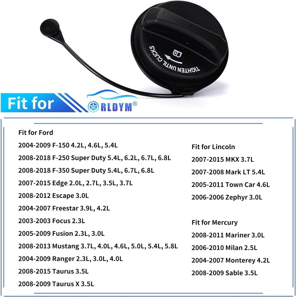 FC1089 Fuel Gas Cap W/ Strap Non-Locking Factory Motorcraft HC3Z-9030-B ...