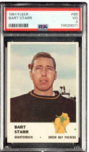1961 FLEER FOOTBALL #88 BART STARR, GREEN BAY PACKERS, HOF, PSA, VG 3 ...