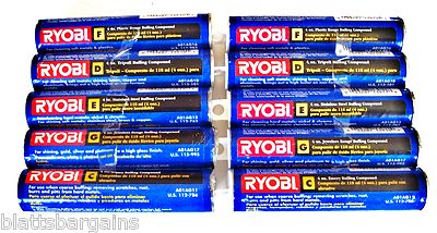 10 TUBES RYOBI BUFFING COMPOUND JEWELERS & PLASTIC ROUGE STAINLESS ...