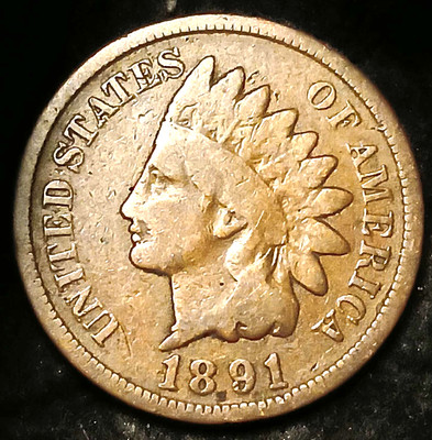 1890,1891, Native American Indian Head penny Rare FULL DATE eye appeal ...