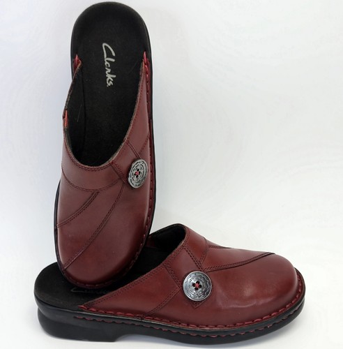 Clarks Red Leather Mule Clog Slip On Shoes Women's 8M Casual #80840 | eBay