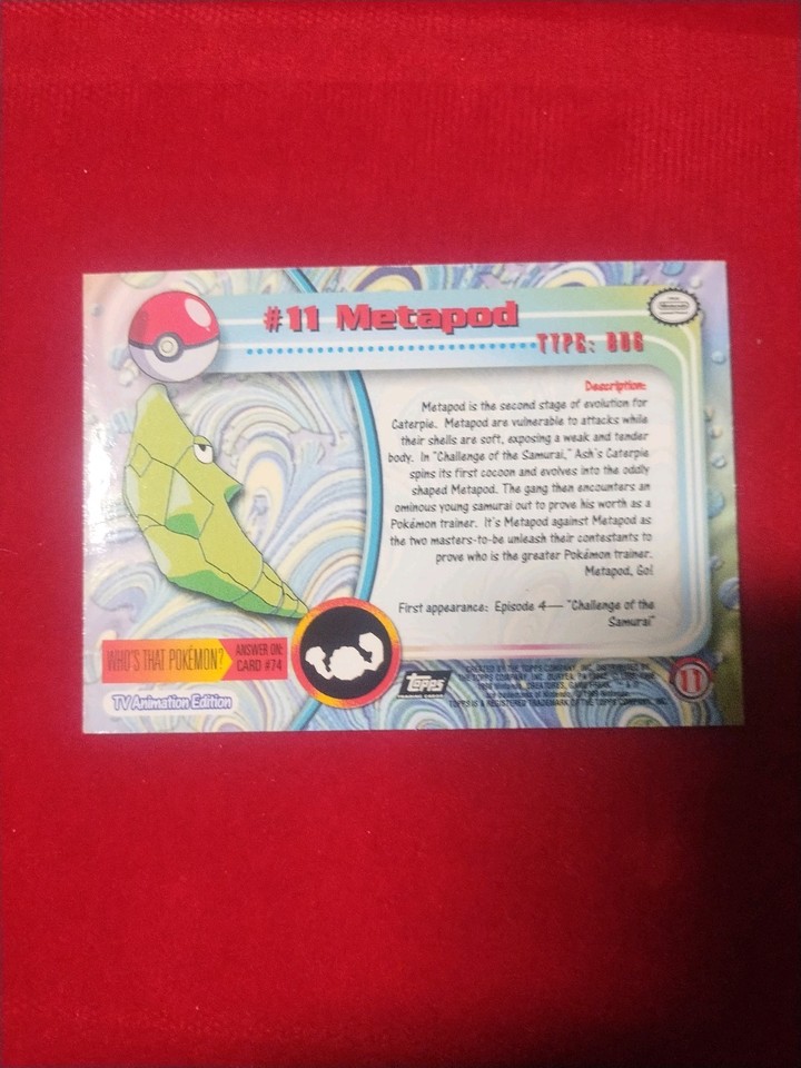 Metapod # 11 TOPPS CHROME HOLO Pokemon Card | eBay