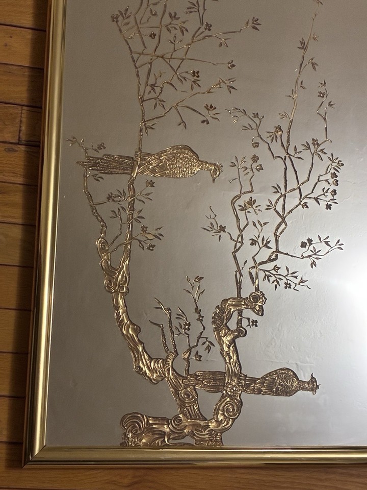 Early 1980’s Sebet Silverman MCM Eglomise Golden Etched Peacock Mirror ...