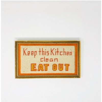 VTG Humorous Kitchen Needlepoint Wall Art “Keep This Kitchen Clean Eat ...