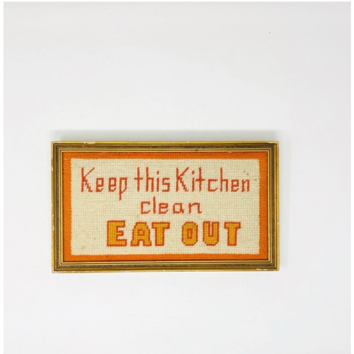 VTG Humorous Kitchen Needlepoint Wall Art “Keep This Kitchen Clean Eat ...