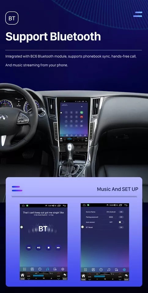 12.1'' Android Stereo For Infiniti Q50 Q60 2015-2019 Car Radio GPS Navi ...