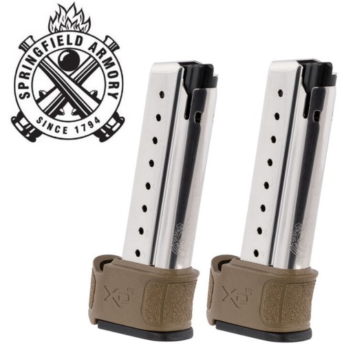 2 - Springfield XD-S MOD.2 FDE 9 Round Magazine w/ Sleeve 9rd Mag ...