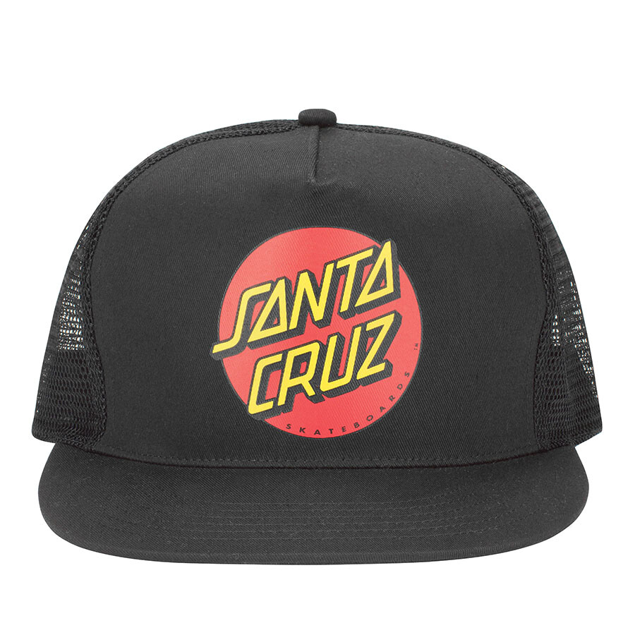 Santa Cruz CLASSIC DOT Skateboard Snapback Trucker Hat BLACK | eBay