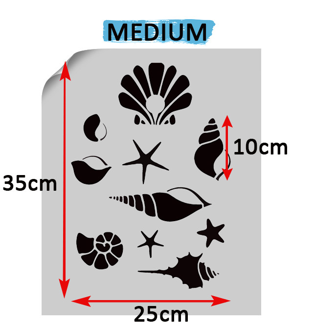 Sea Shells Stencil Mollusc Nautical Craft Art Wall Decor Painting Ideal ...