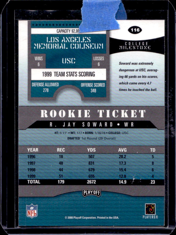 2000 Playoff Contenders R Jay Soward Rookie Ticket Auto Autograph RC ...