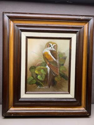 Original HARRINGTON Oil Painting Owl on Branch Foliage Framed Signed | eBay