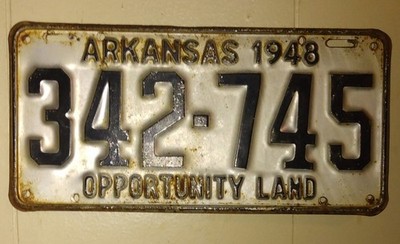 Vintage Arkansas 1948 License Plate # 342-745 | eBay