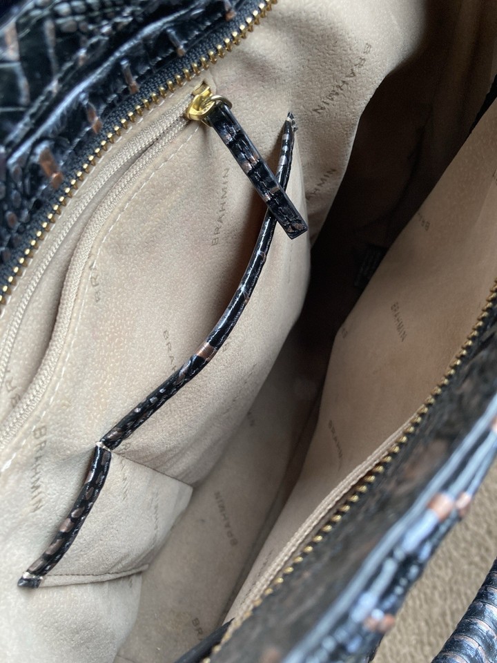 Brahmin Lena Crossbody Melbourne Asher Handbag Gunmetal Leather Purse ...