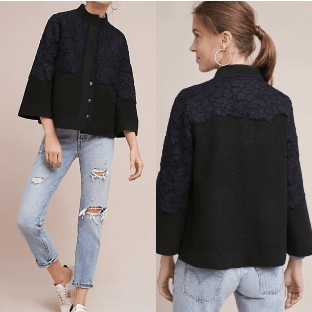 Anthropologie Field Flower Wool Bell Sleeve Cardigan Sweater Shacket ...